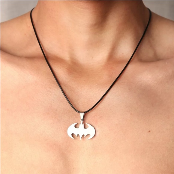 Batman | Accessories | Stainless Steel Leather Batman Necklace | Poshmark